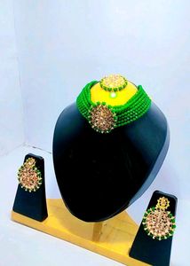 Women > Jewellery Sets | Green Choker Set | Freeup