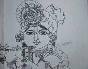 Home & Kitchen > Artwork | Drawing Of Sri Krishna|Skatch|Artsofsujit ...