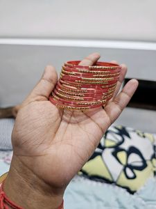 Women > Bangles & Bracelets | Pink Glass Bangles Set | Freeup