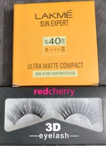 Beauty & Care > Compact | Lakme compact (Beige) With 3D Eyelashes | Freeup