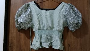 Women > Tops & Tunics | Light Green Western Top | Freeup