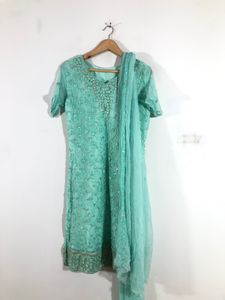 Women > Kurtas | Cyan Blue Emboridered Kurta(Women’s) | Freeup