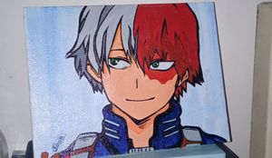 Home & Kitchen > Artwork | Shoto Todoroki 💗 Canvas Anime Painting | Freeup