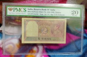 Collectibles | Rare 2Rs. CD Deshmukh, British India Graded Note | Freeup