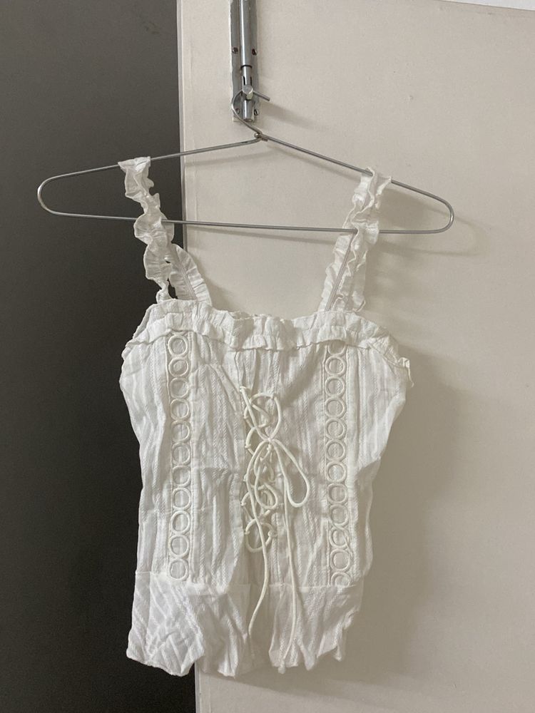 Women > Tops & Tunics | White Frilly Top | Freeup