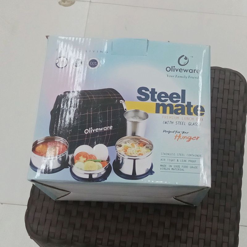 Home & Kitchen > Containers & Tiffins | Oliveware Steel Mate Lunch ...