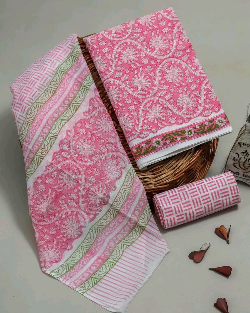 Women > Kurta Sets & Suits | HAND BLOCK PRINT COTTON SUIT WITH ORGANZA ...