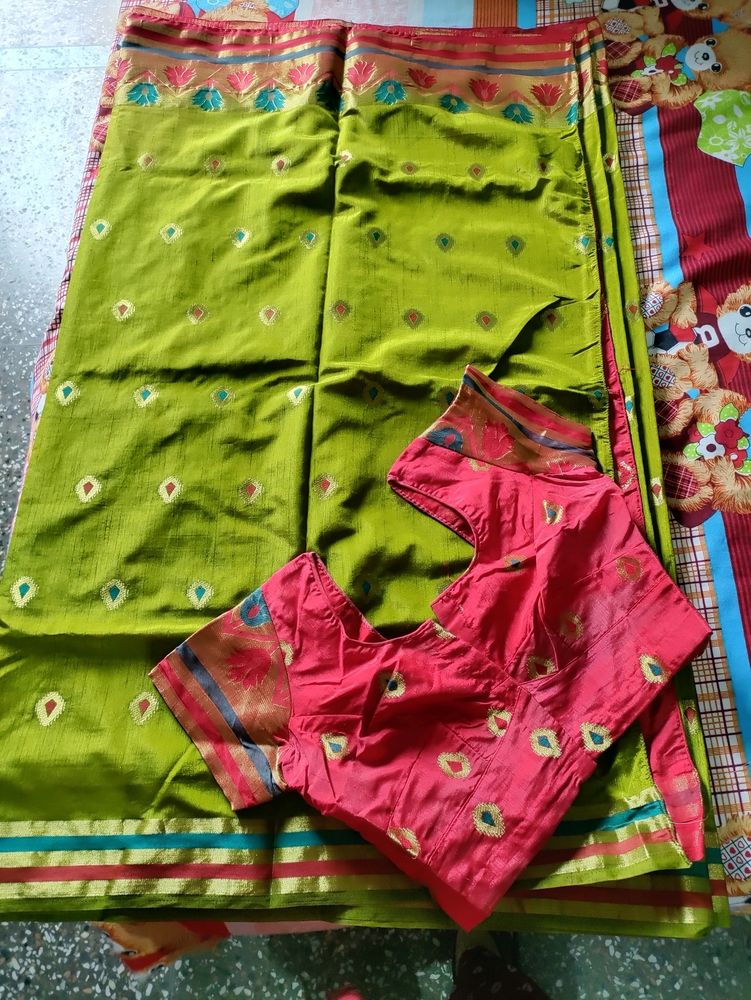 Women > Sarees | Green Saree Wit Full Sare Work Combinatio Wi | Freeup