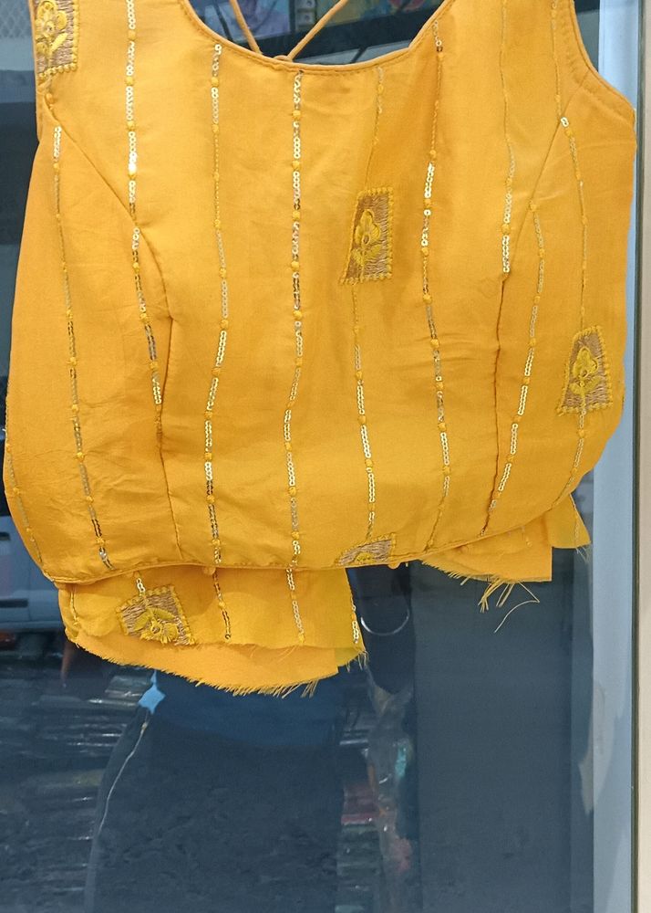 Women > Blouses | Yellow Blouse With Minimal Sequence | Freeup