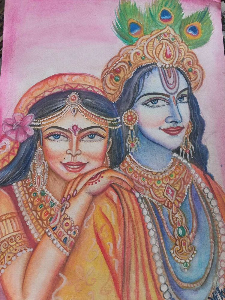 Home & Kitchen > Artwork | Radha Krishna Painting A4 Size | Freeup