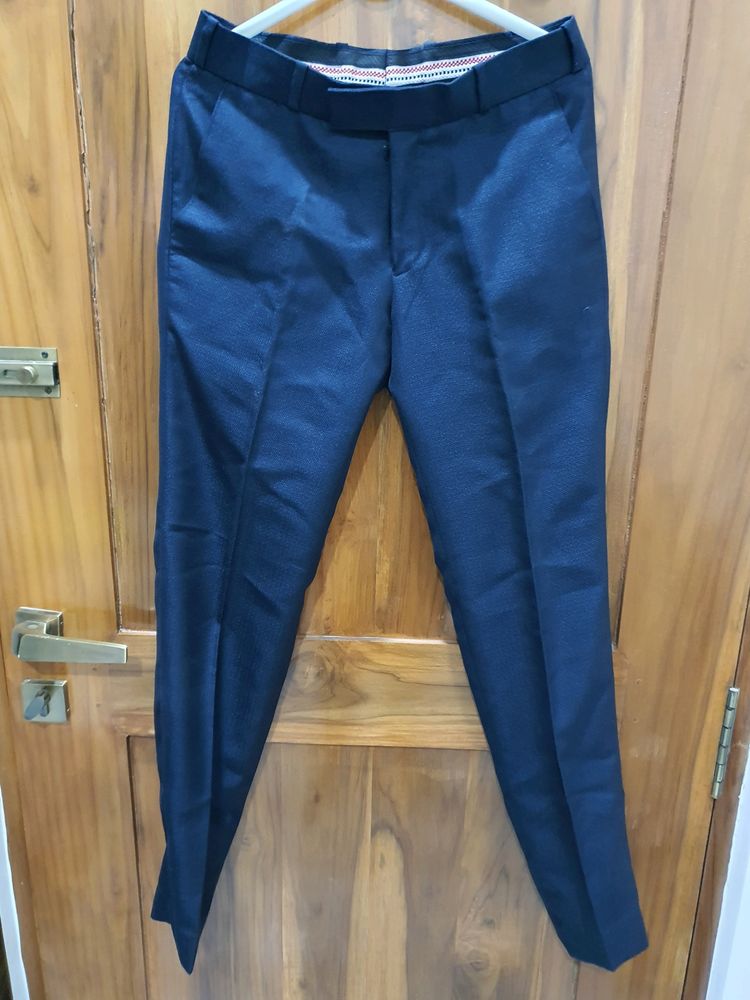 | Navy Blue Formal Textured Pants (Men) | Freeup
