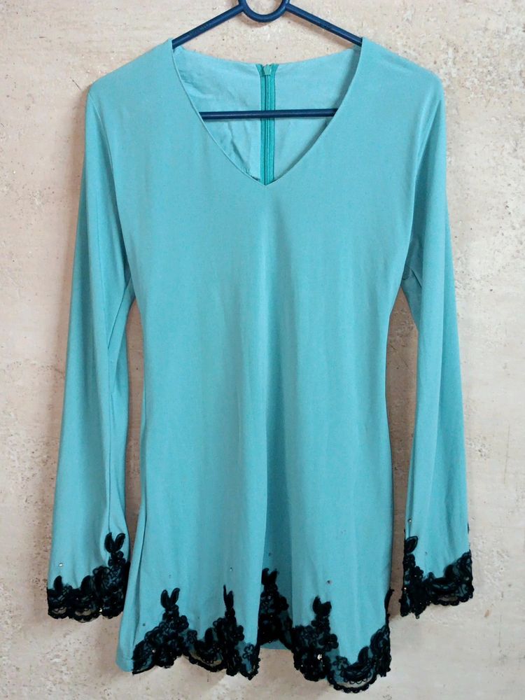 Women > Tops & Tunics | 🇰🇵 Korean Fashion Top Full-sleeve Cyan | Freeup