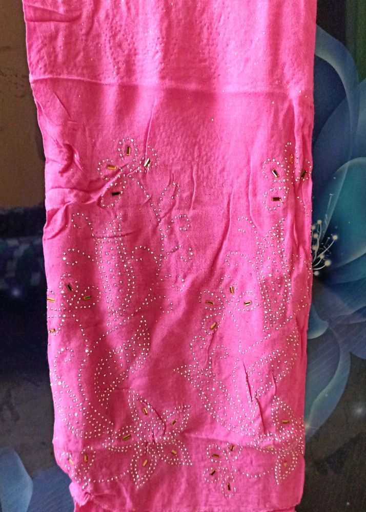 Women > Dupattas | Shimmering Organic Cotton Stone Work Shawl | Freeup