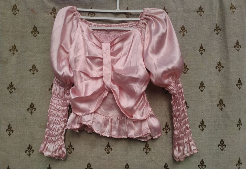 Women > Tops & Tunics | Light Pink Satin Top | Freeup