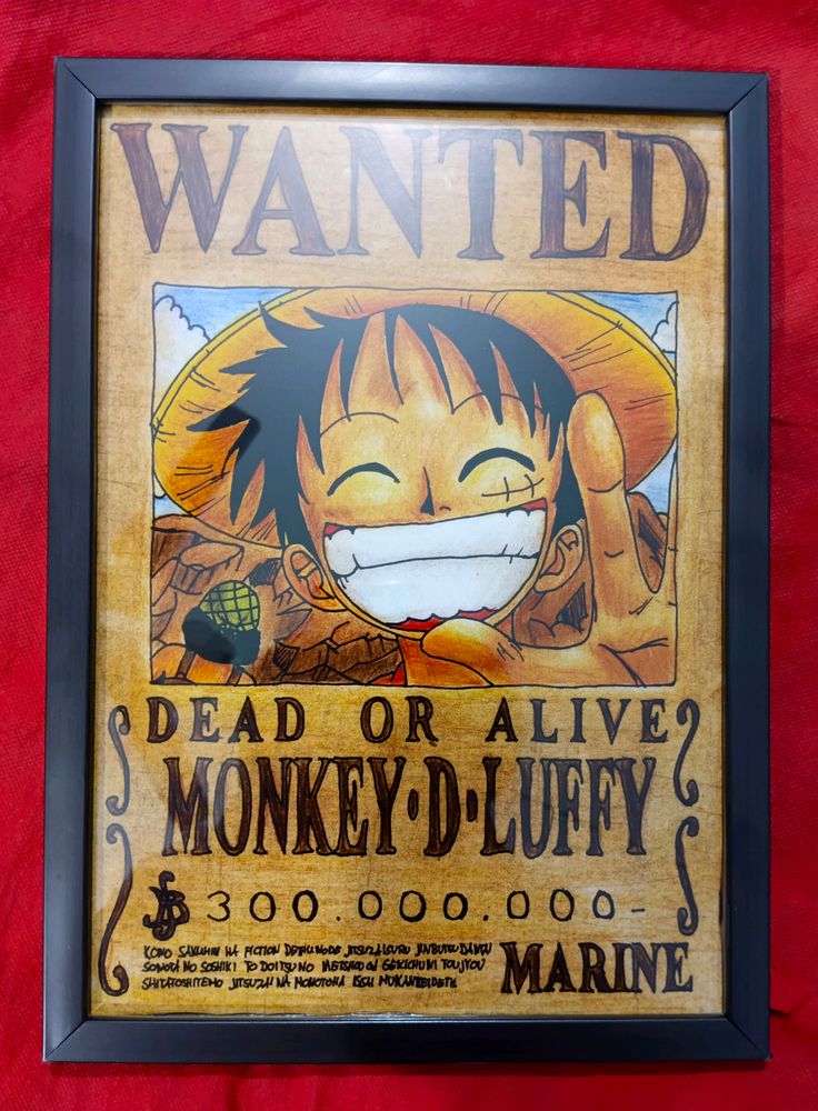 Home & Kitchen > Artwork | Luffy Wanted One Piece Anime Photo Frame ...