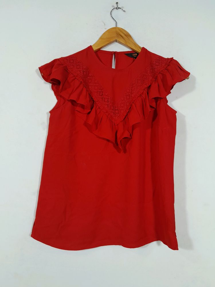 Women > Tops & Tunics | Zink Red Western Top(women's) | Freeup
