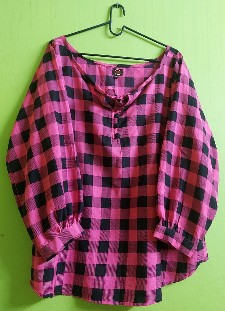 Women > Tops & Tunics | Pink Checkered Top | Freeup
