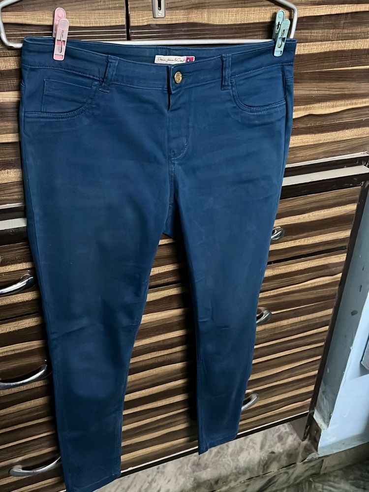 Women > Jeans & Pants | Teal/ Ink Blue Color Pant | Freeup