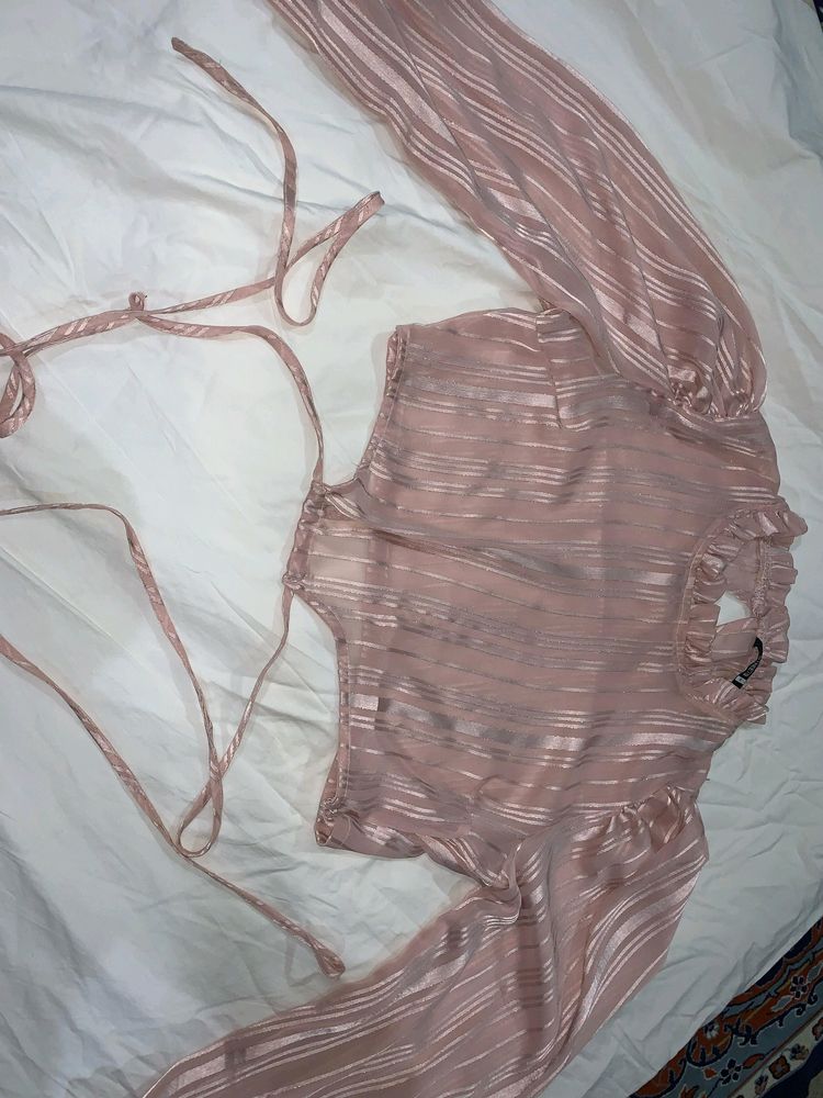 Women > Tops & Tunics | Pink See Through String Top | Freeup