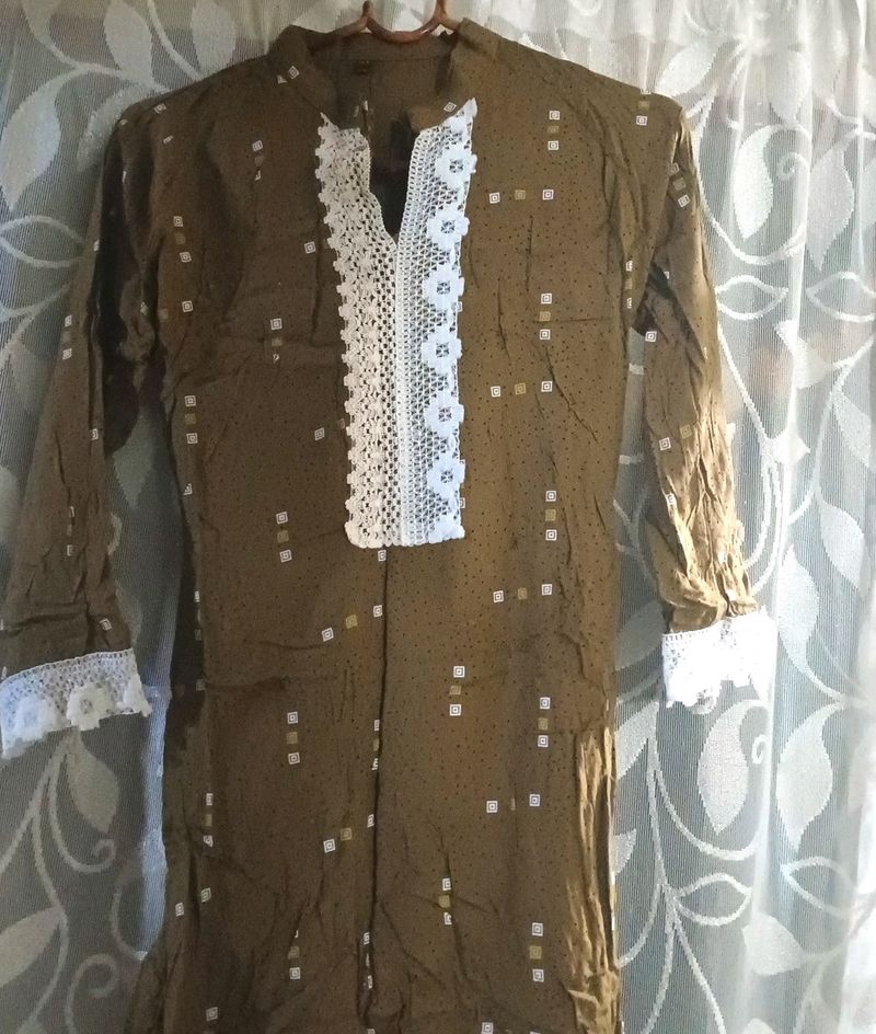 Women > Kurtas | Brown Colour Kutha With White Borders JUST NEED AN ...