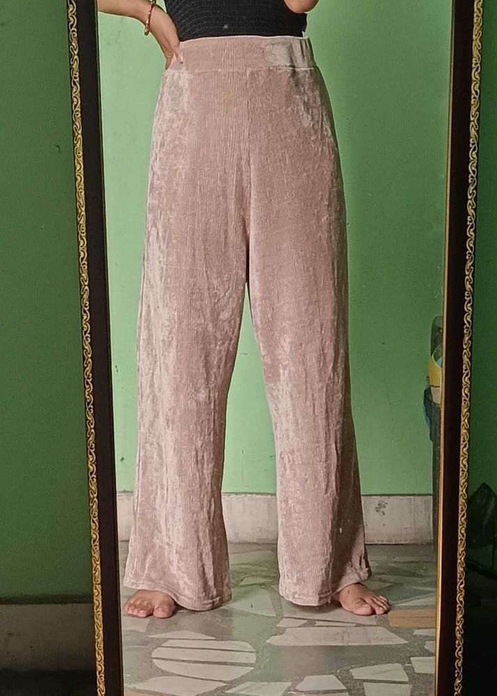 Women > Jeans & Pants | Flaired Beige Color Trouser | Freeup