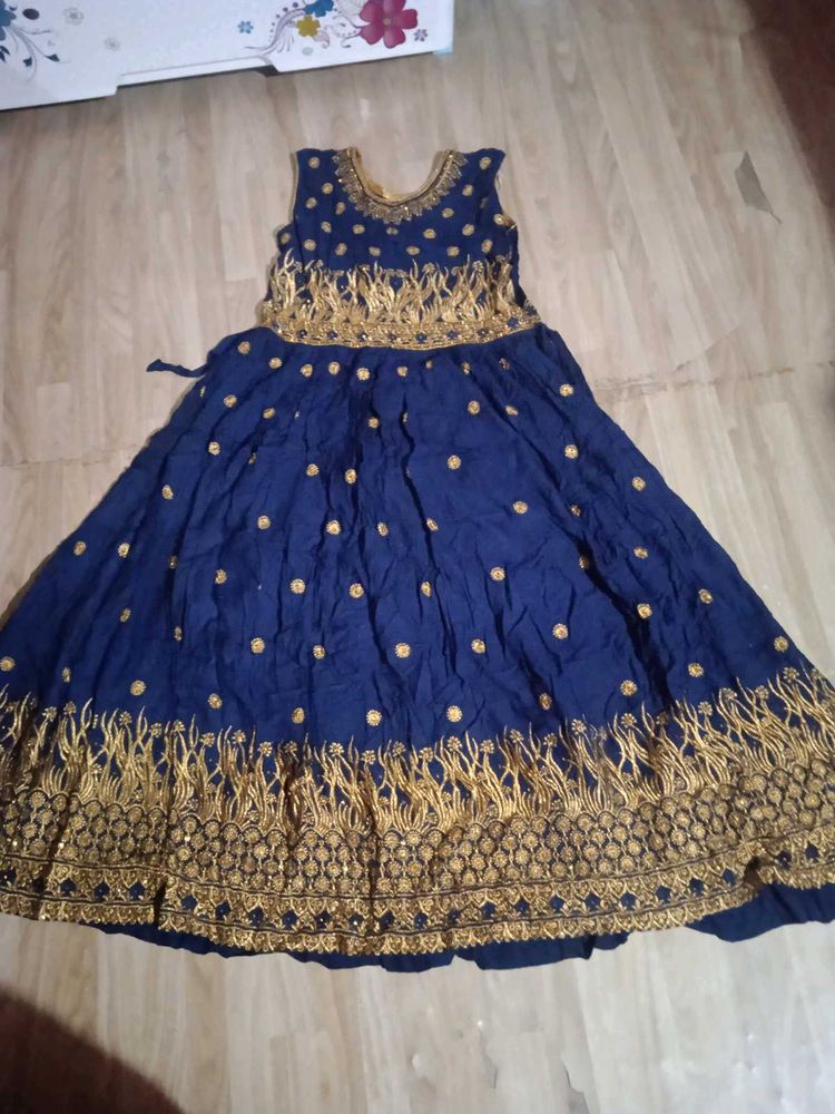 Women > Ethnic Gowns | Free Dupatta Goldel Reshmi Embroidered Long Gown ...