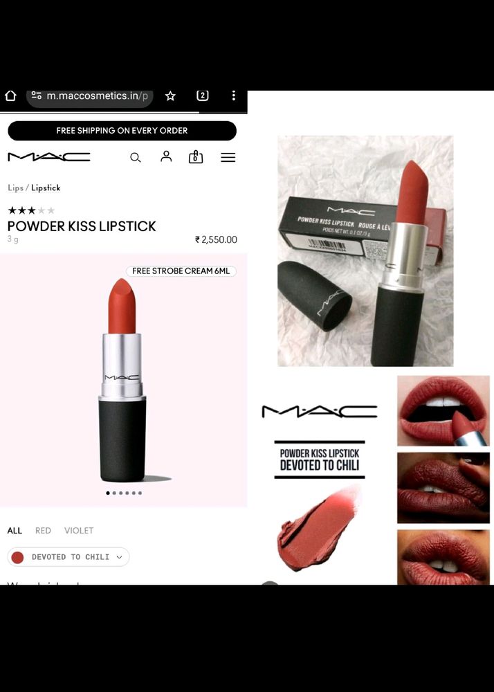Beauty & Care > Lipsticks | Mac devoted to chilli lipstick | Freeup