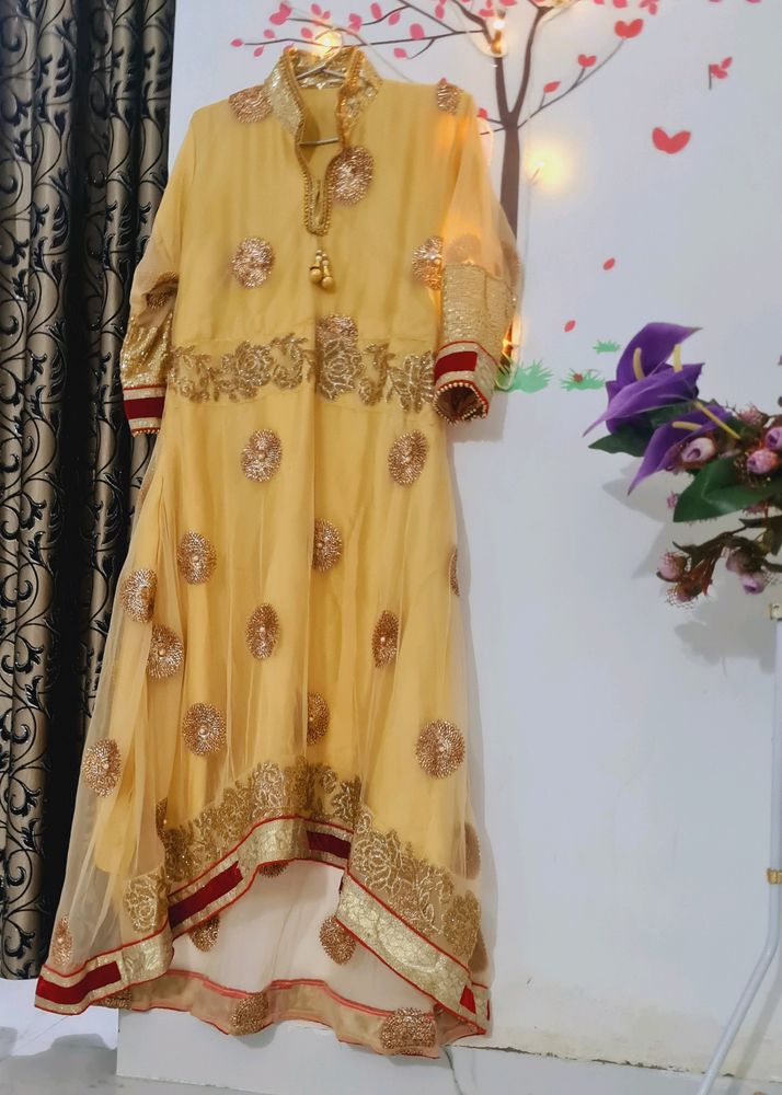 Women > Ethnic Gowns | Heavy Work Tail Cut Frock With Dupatta | Freeup