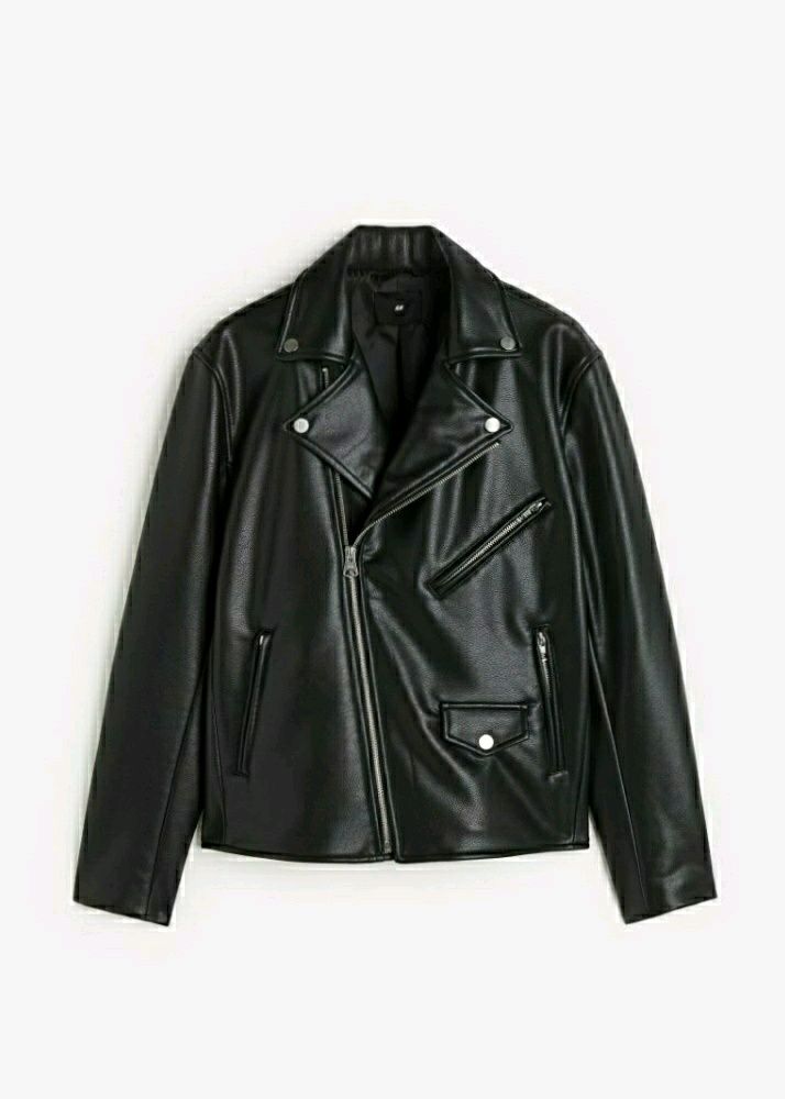 Men > Coats, Jackets & Sweats | Hnm Black Leather Biker Jacket | Freeup