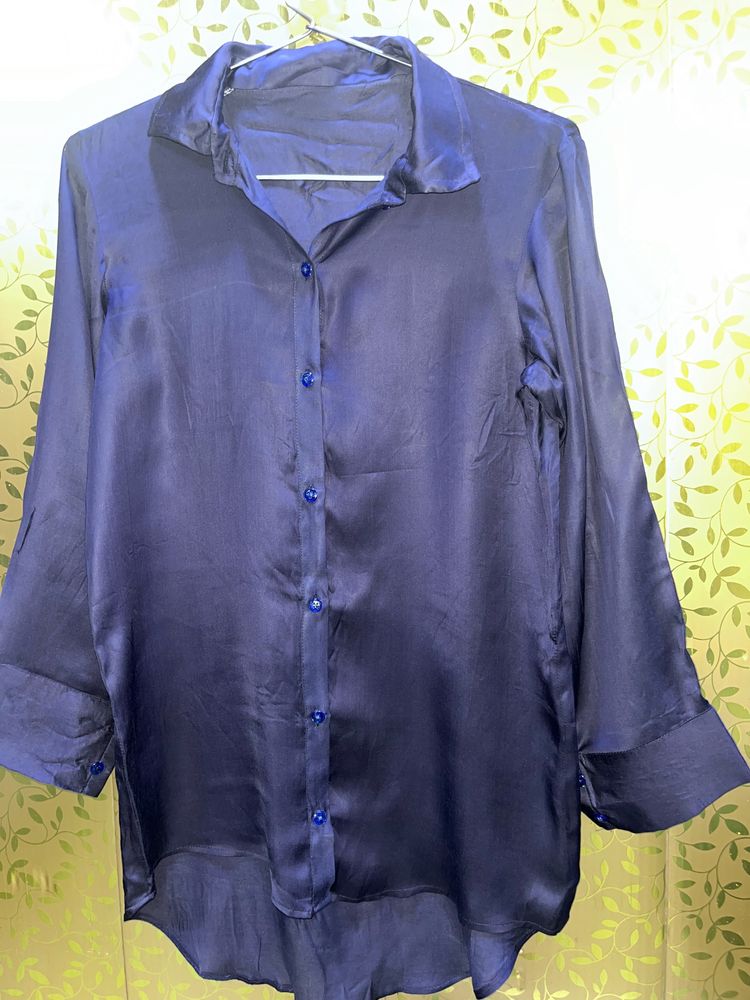 Women > Tops & Tunics | Blue Satin Shirt 👔 | Freeup
