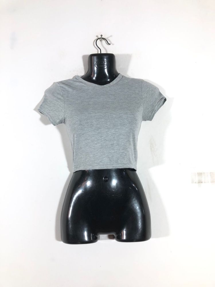 Women > Tops & Tunics | Grey Crop Top (Women’s) | Freeup
