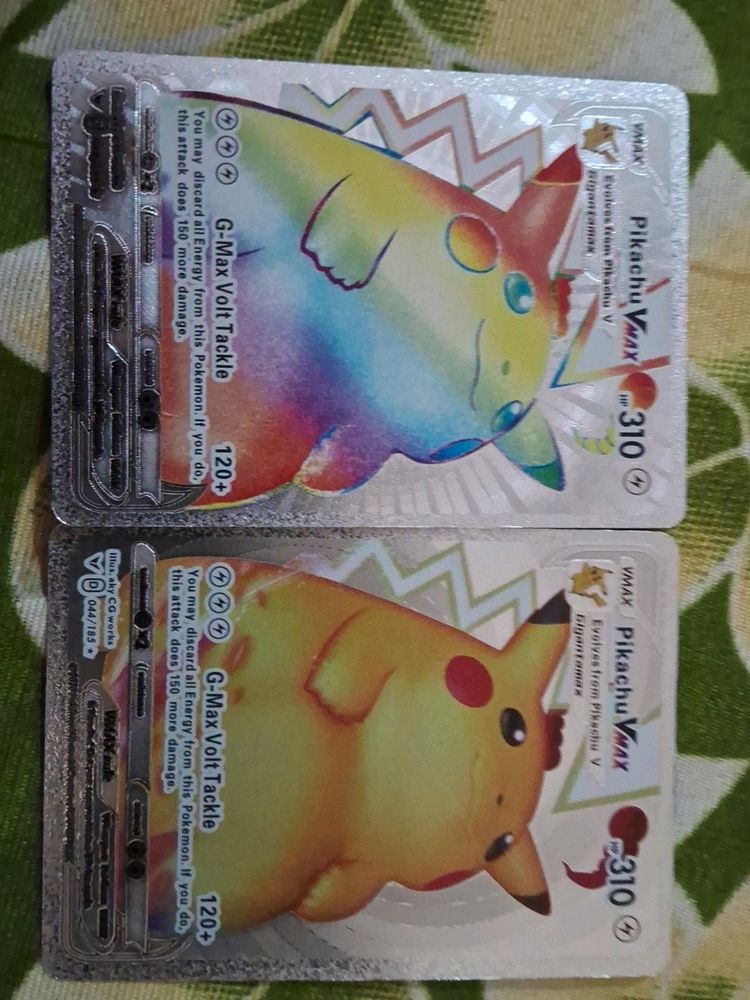 Baby & Kids > Toys & Games | Set Of 2 Silver Pikachu VMax Pokemon Card ...