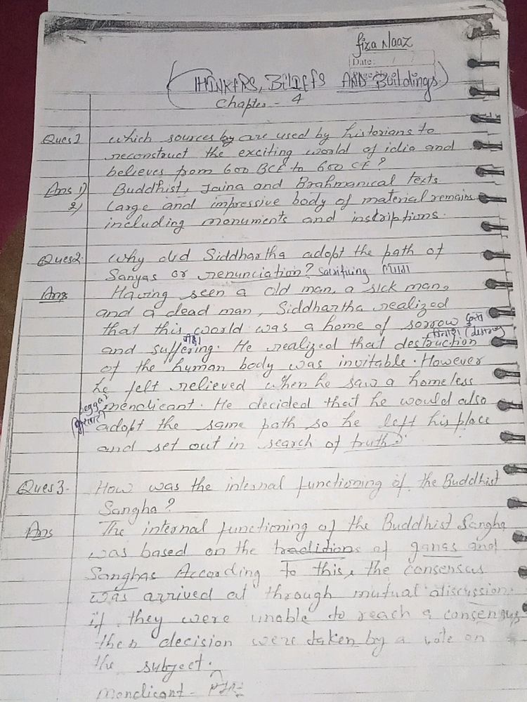 Books > Textbooks | Class 12th History Hand Written Notes | Freeup