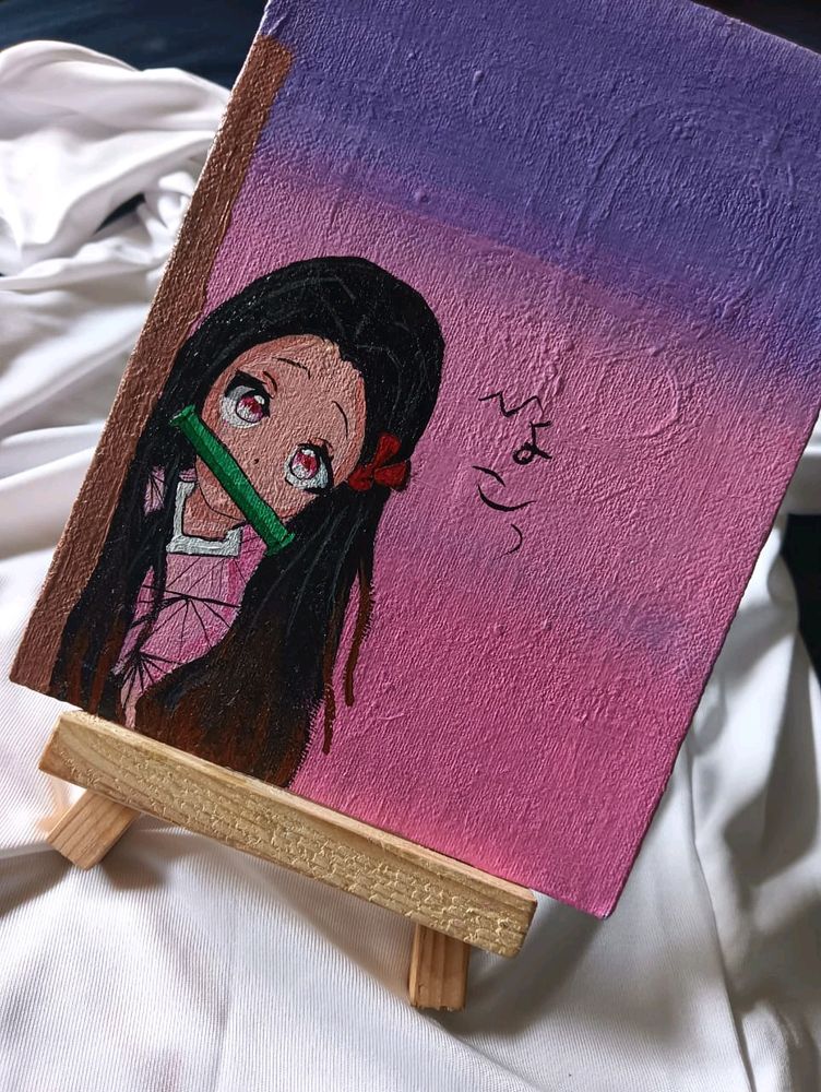 Home & Kitchen > Artwork | Canvas Painting Of Nezuko From (Demon Slayer ...
