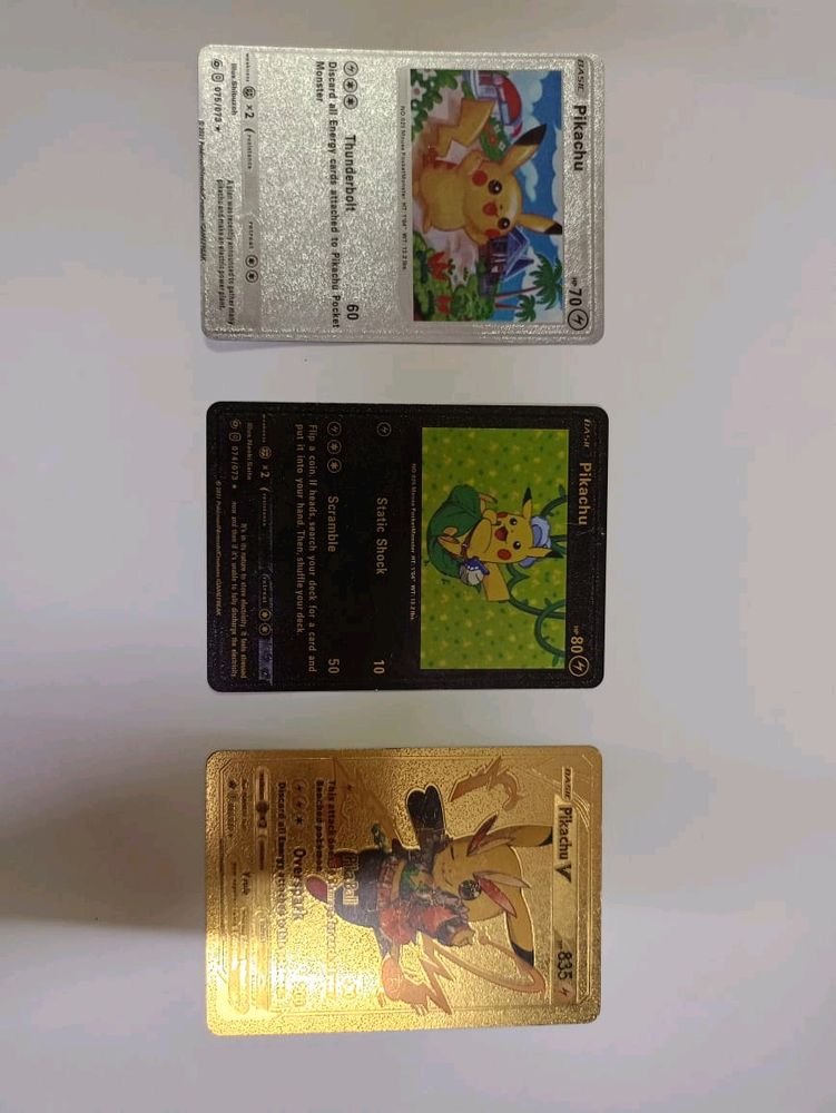 | 3 Different Colors Pikachu's pokemon Cards | Freeup
