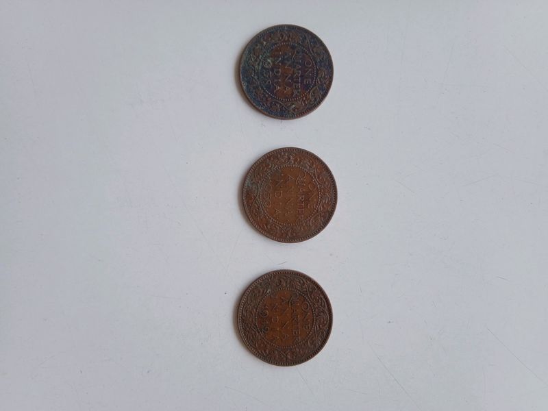 Collectibles | Three Copper Coins Quarter Aana Old Antique | Freeup