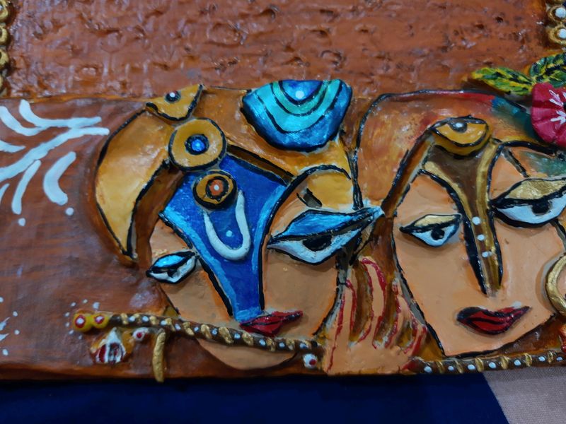 Home & Kitchen > Artwork | Handmade Radha Krishna Painting With Clay ...