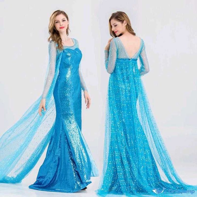 Women > Dresses | Frozen Elsa Blue Bodycon Cosplay Dress- Gown | Freeup