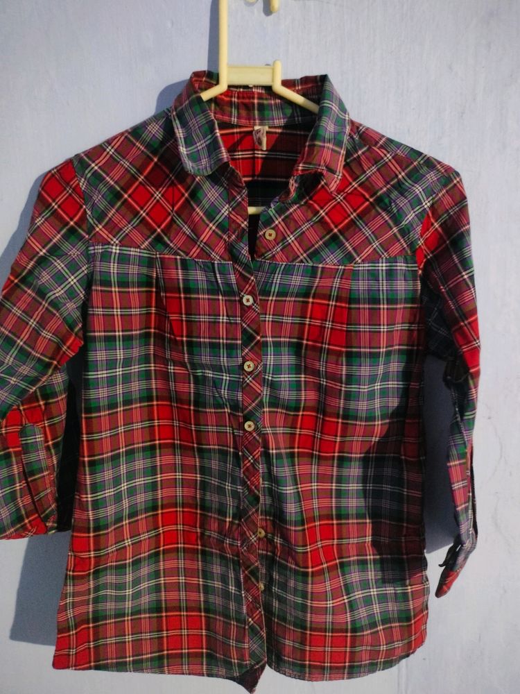 Women > Tops & Tunics | Red Checked Shirt For Women | Freeup