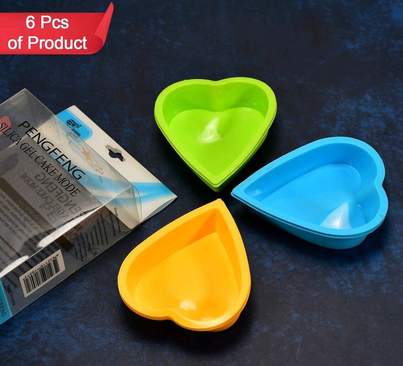Home & Kitchen > Baking Utensils | 6 Pcs Heart-shaped Silicone Bakeware ...
